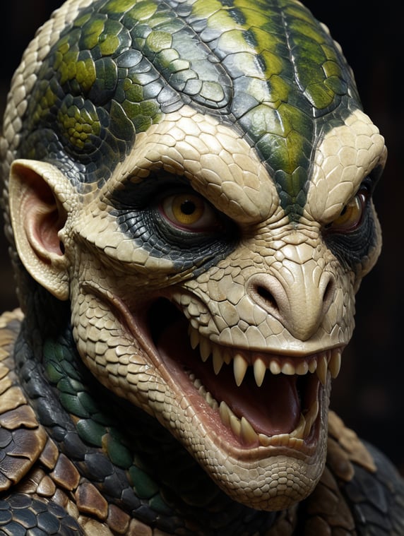 Premium Free ai Images | humanoid human face reptile skin man with ...
