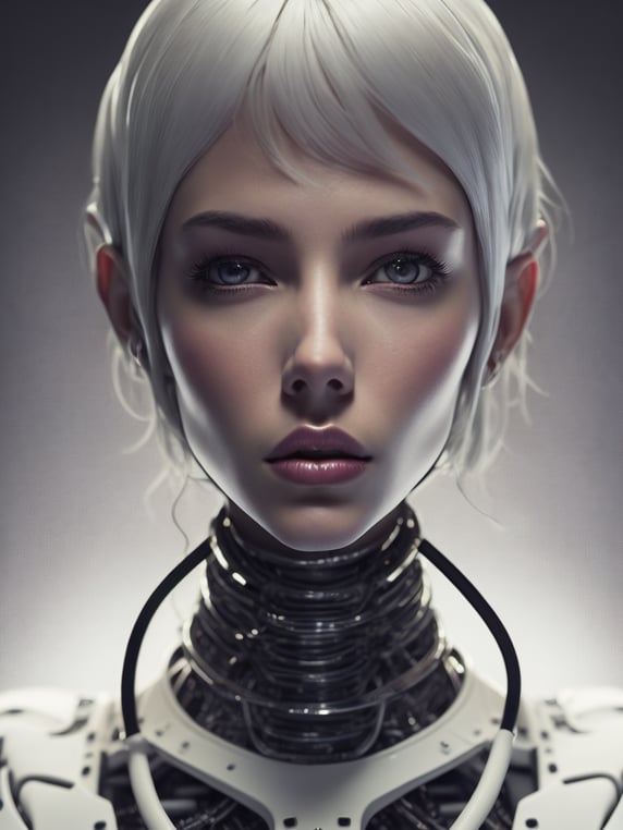 Premium Free ai Images | portrait of robot girl enormous lips ...