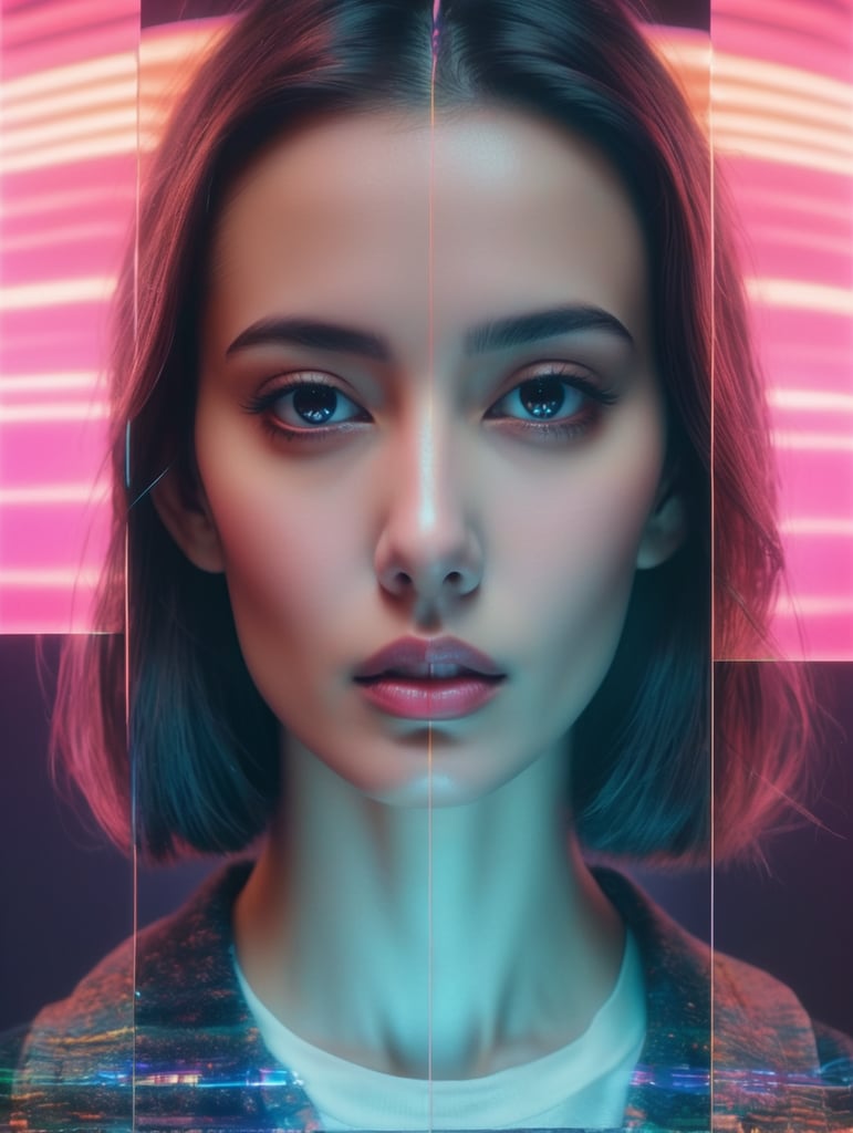 Premium Free ai Images | shifting spectra mixed multimedia portrait ...