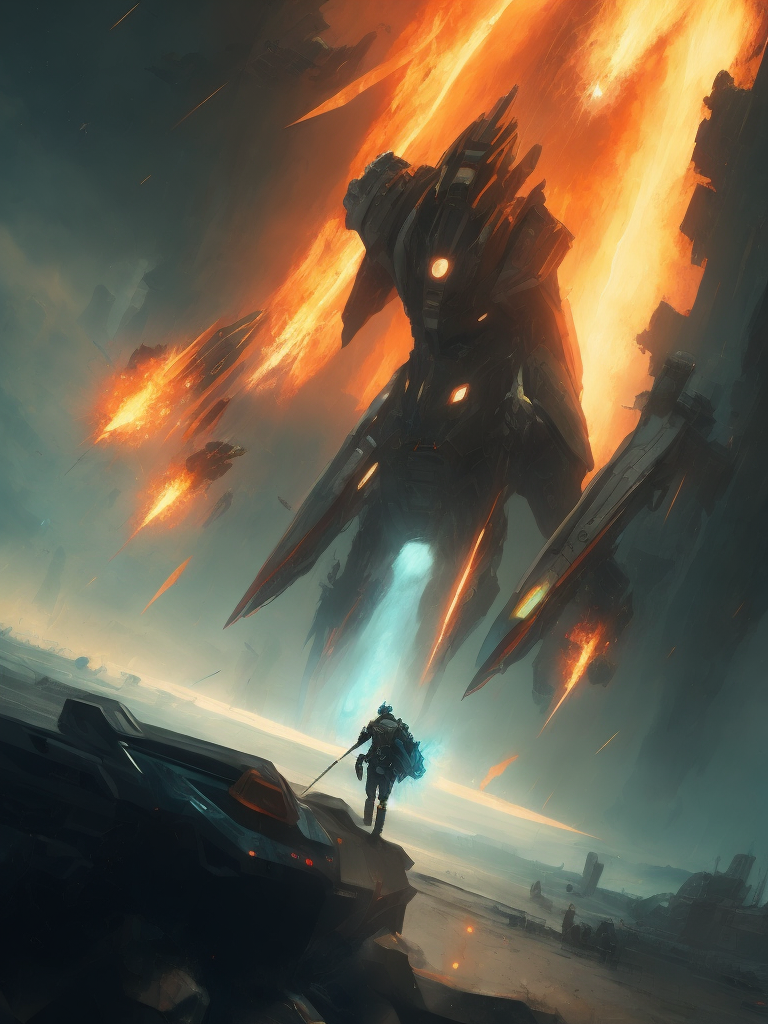 Lumenor AI Image Generation - illustrate futuristic sci fi battle scene ...