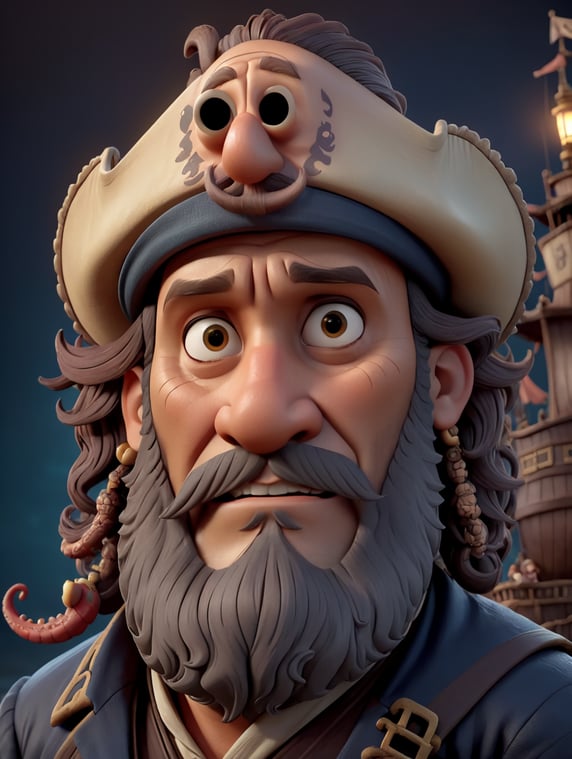 Premium Free ai Images | old pirate with octopus beard dark scene dark ...