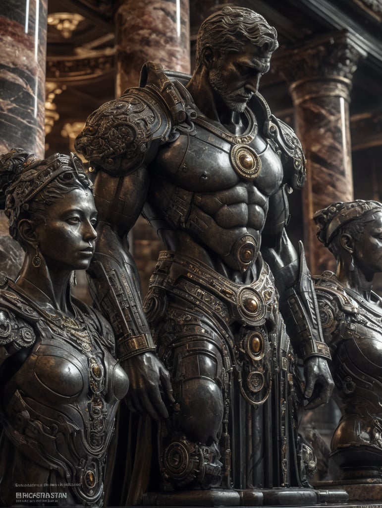 Premium Free ai Images | antique marble statues in cyberpunk style