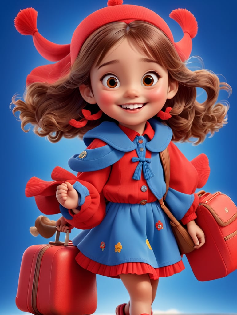 Premium Free ai Images | photo happy little girl going to travel cute ...