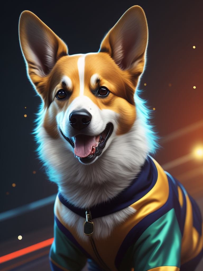 Lumenor AI Image Generation - welsh corgi wearing track suit
