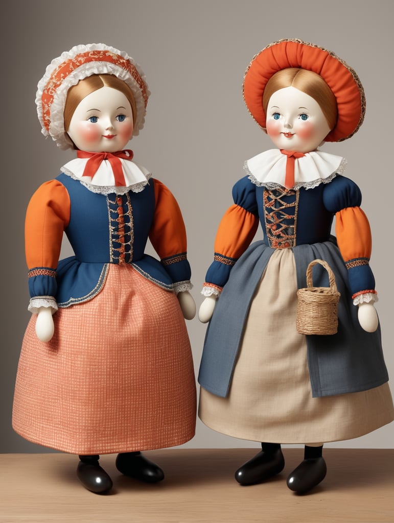 Premium Free ai Images | pair of anthropomorphic dolls in the style of ...