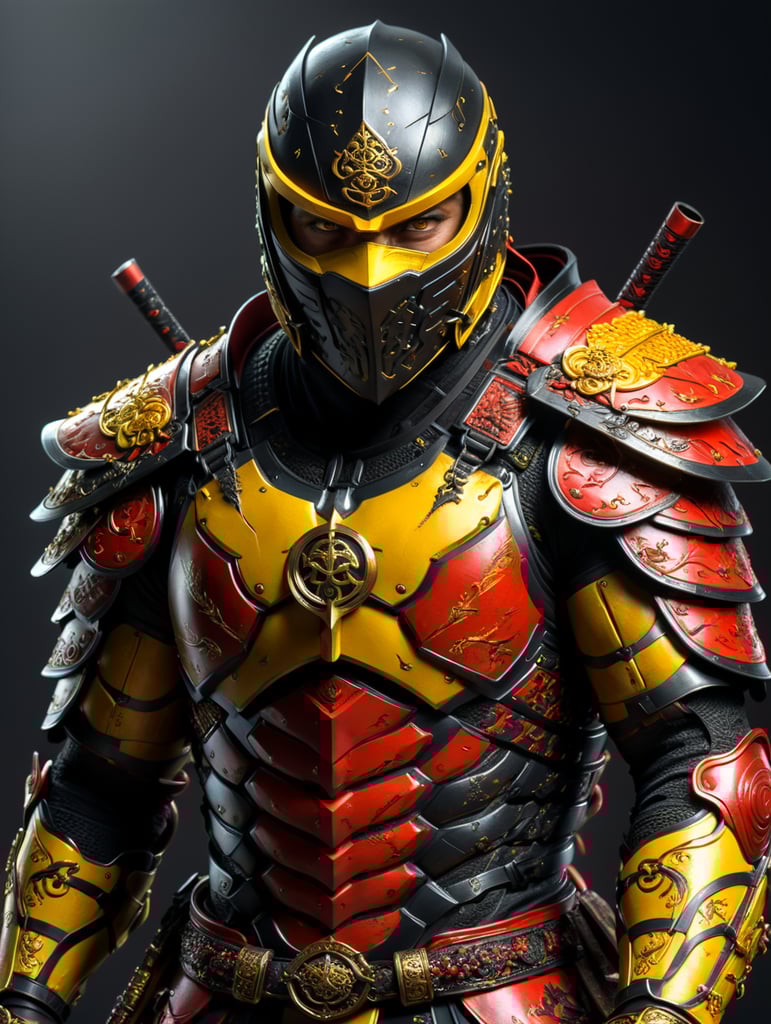 Premium Free ai Images | yellow red and black ninja armor