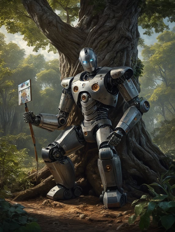 Premium Free ai Images | photorealistic illustration of robot painting ...