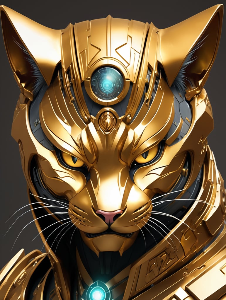Premium Free ai Images | golden cyber cat various style make it more ...