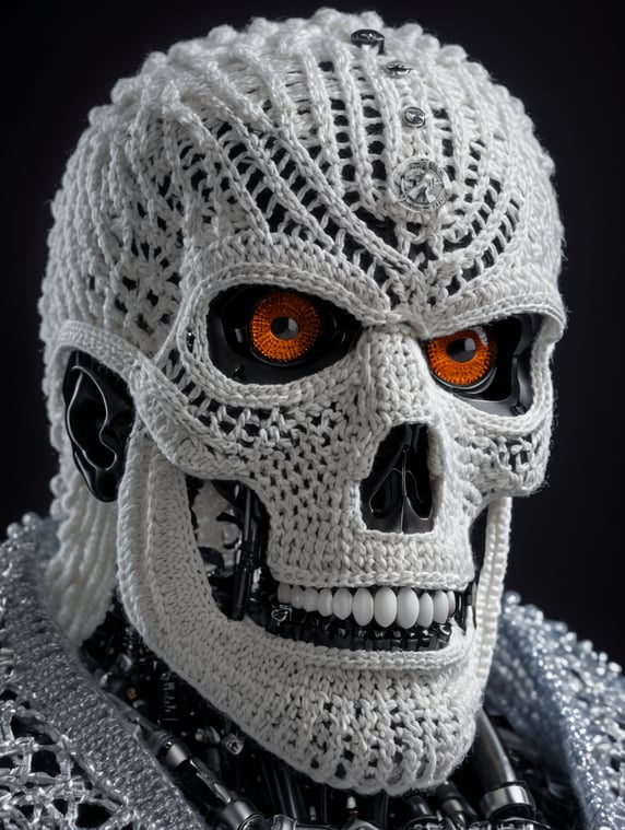 Premium Free ai Images | metal skeleton of terminator wearing very ...