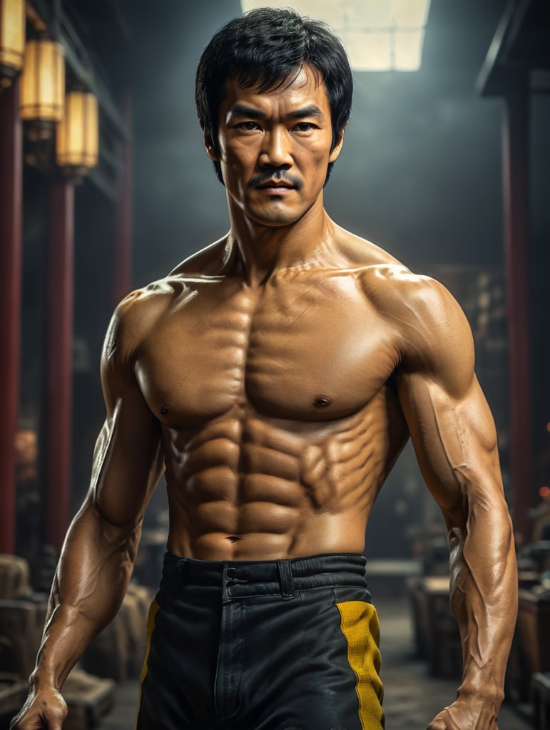 Premium Free ai Images | bruce lee standing looking at camera