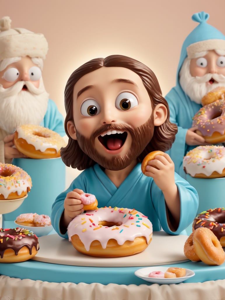 Premium Free ai Images | jesus eating sweet donut