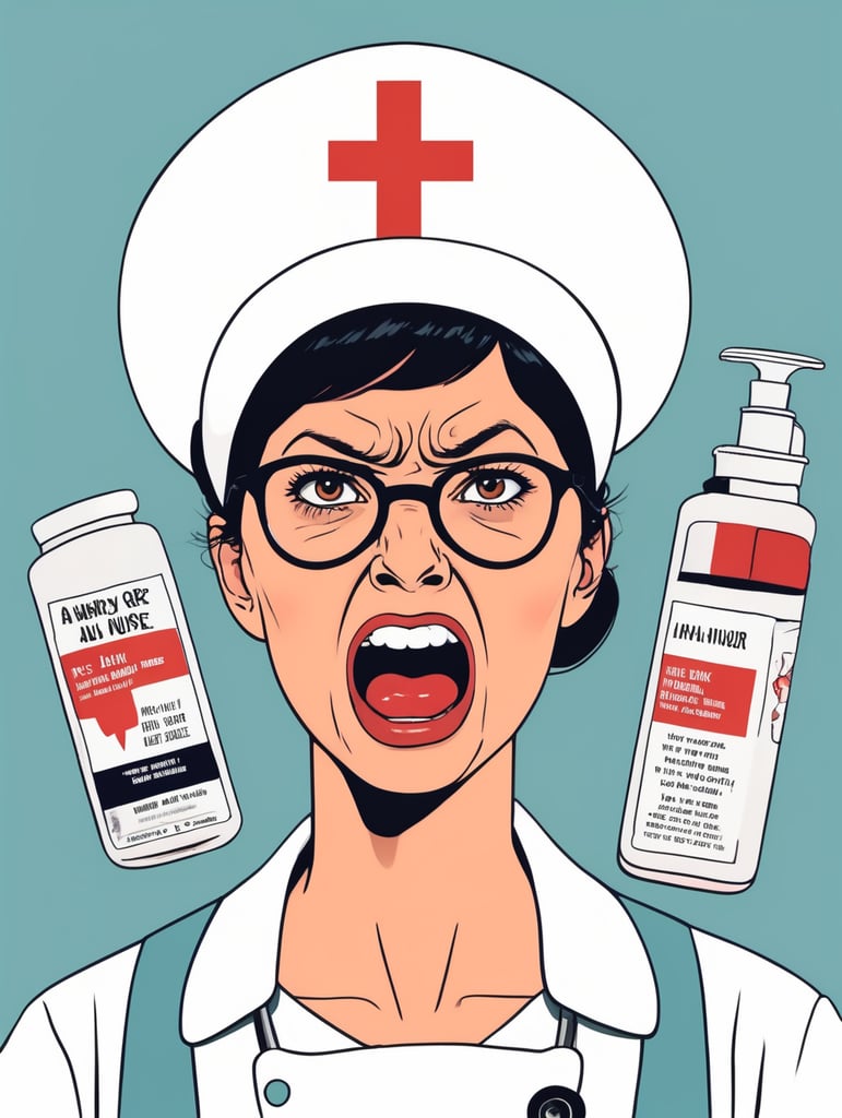 Premium Free ai Images | an angry nurse illustration flat style france ...