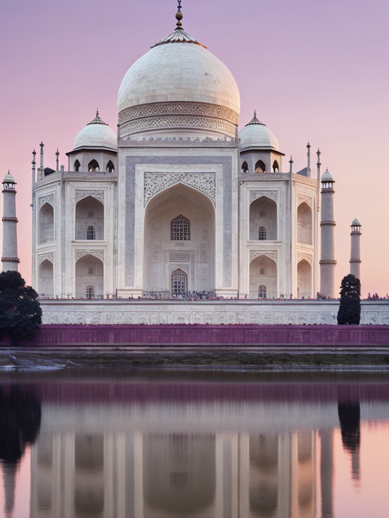 Lumenor AI Image Generation - taj mahal pink purple sunset