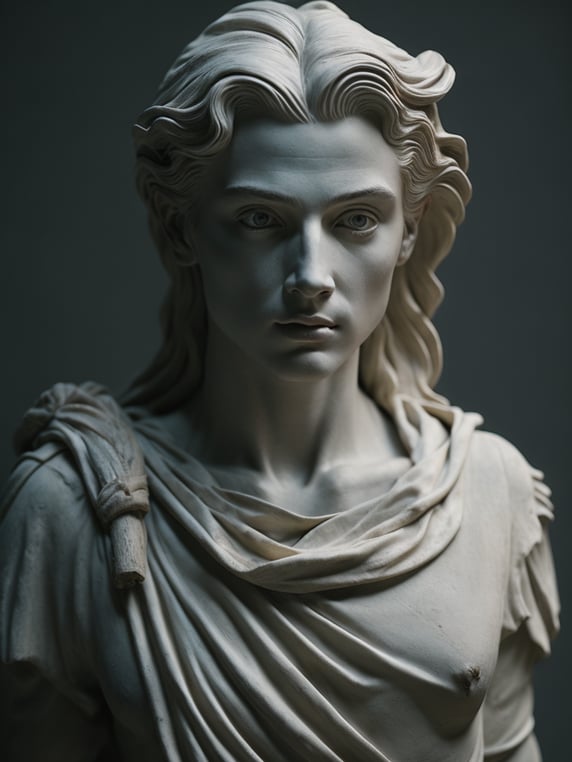 Premium Free ai Images | half of head of an antique greek marble statue ...