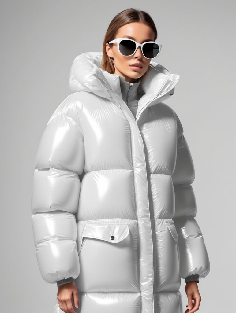 Premium Free ai Images | inflatable white minimalist womens puffer long ...