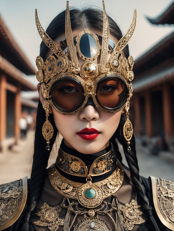 Premium Free ai Images | jeweled mask solarpunk travaler futuristic ...