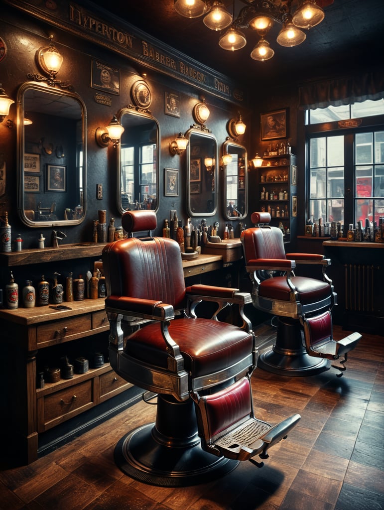 Premium Free ai Images | vintage barber shop inside