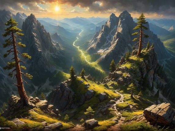 Premium Free ai Images | sublime view from high mountain to vast ...