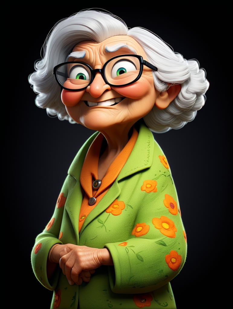 Premium Free ai Images | old women character with black glasses cartoon ...