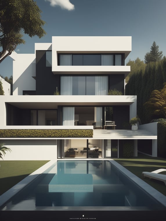 Premium Free ai Images | stunning modern mansion with clean lines and ...