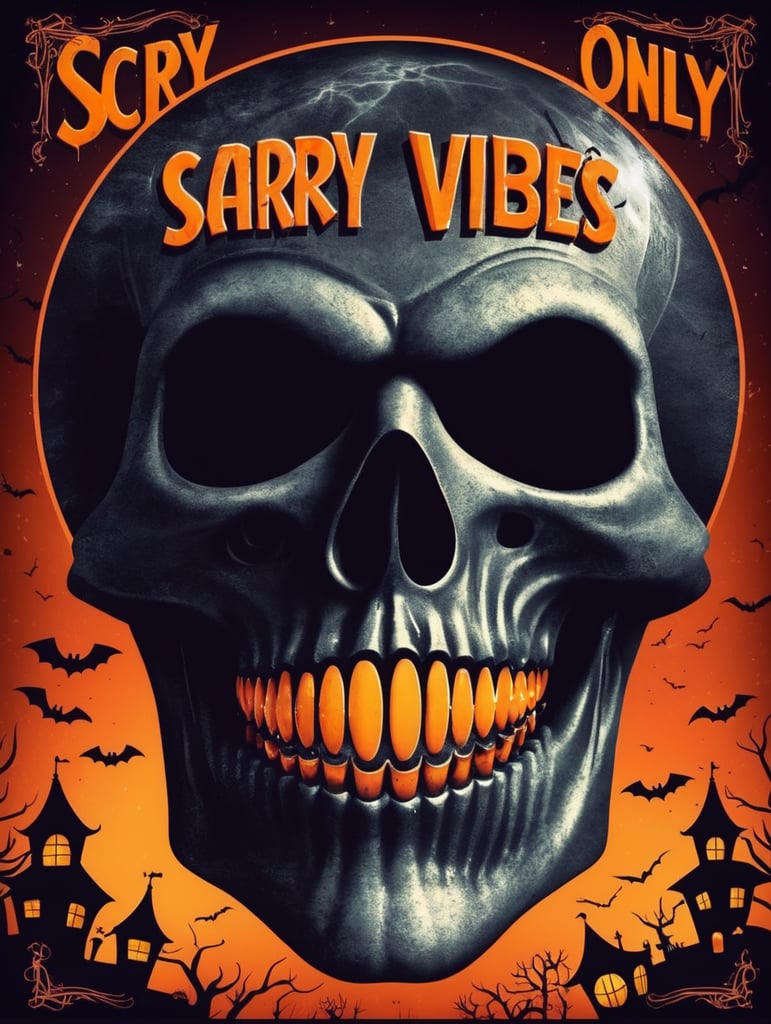 Premium Free ai Images | scary vibes only text effect retro halloween