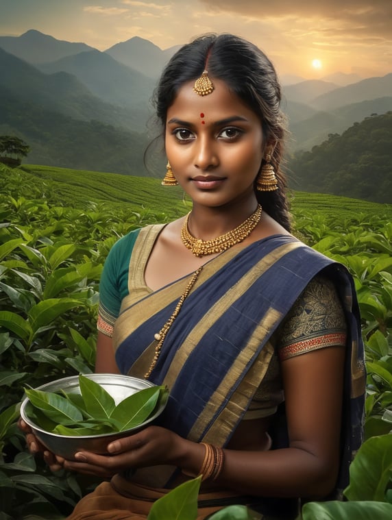 Premium Free ai Images | portrait of young dusky and beautiful girl tea ...
