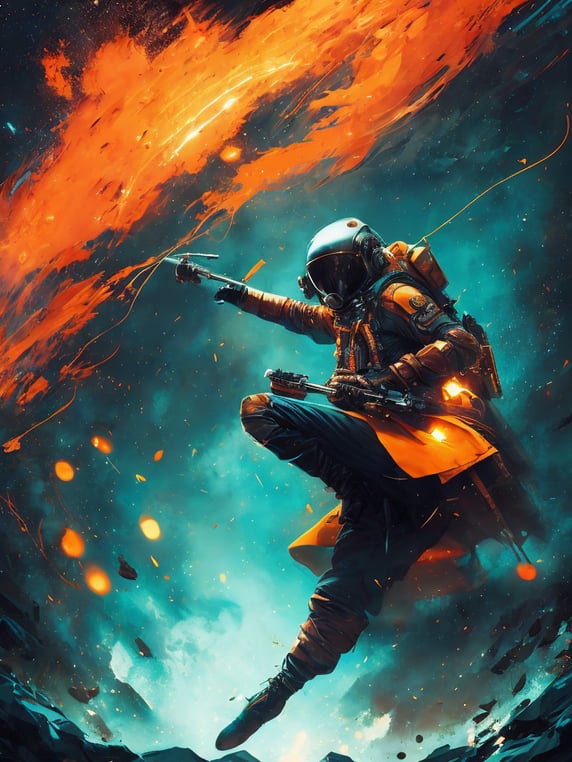 Premium Free ai Images | an astronaut in black facing the universe ...