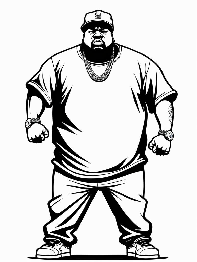 Premium Free ai Images | angry fat black rapper in the style of basic ...