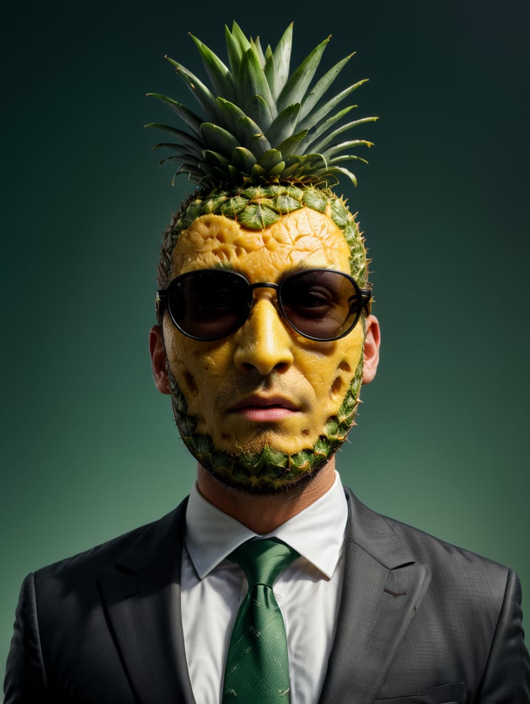 Premium Free ai Images | man in business suit with pineapple for head ...