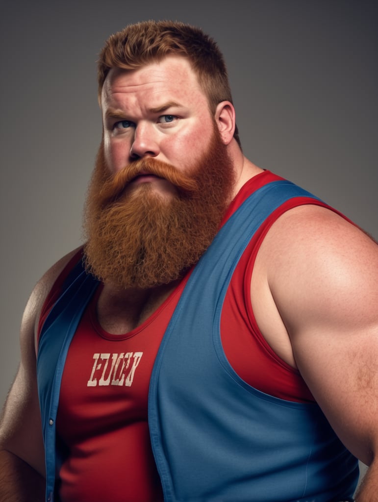 Premium Free ai Images | overweight redneck wrestler wearing blue ...