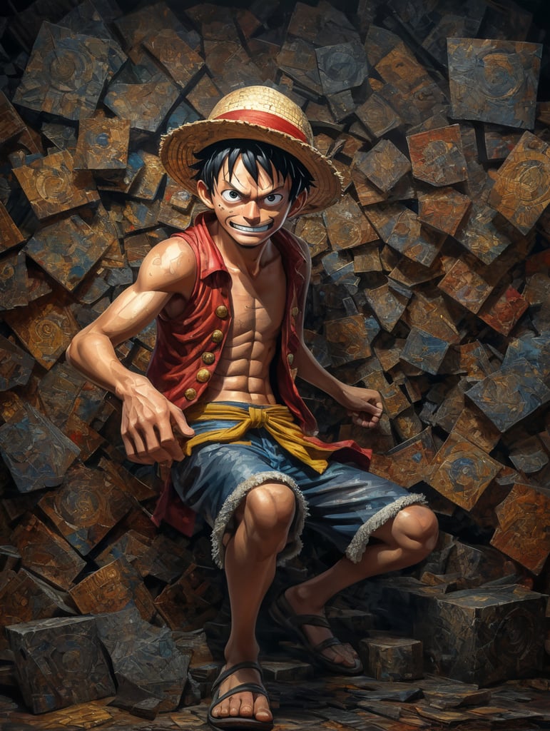 Premium Free ai Images | luffy from one piece in cubism painting