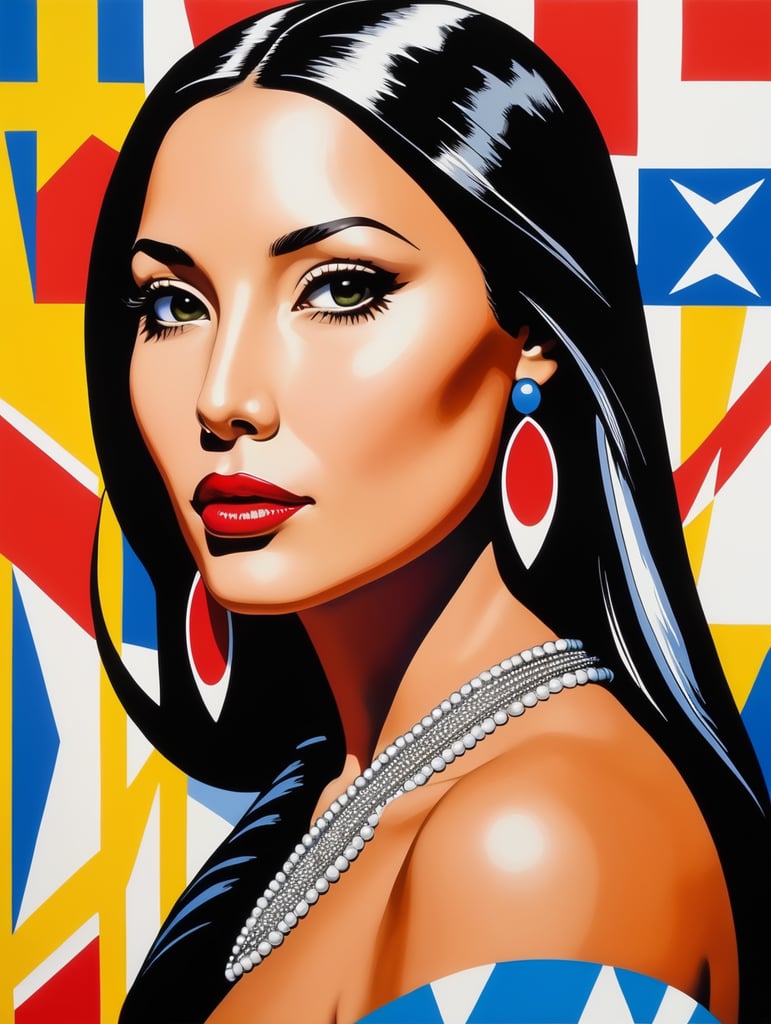 Premium Free ai Images | pocahontas painting pop art usa style of roy ...