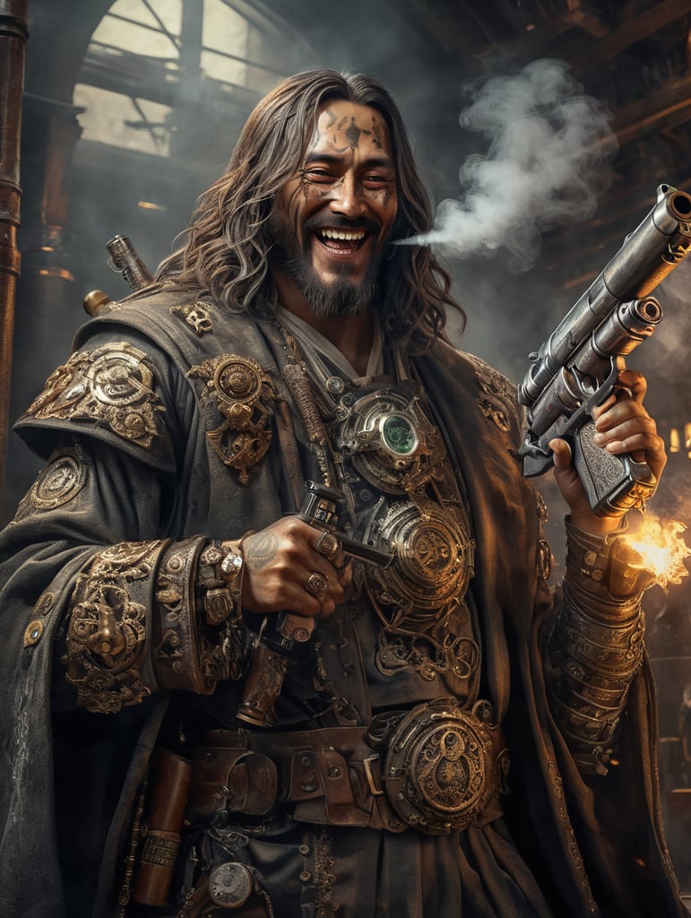 Premium Free ai Images | japanese jesus christ with steam punk features ...