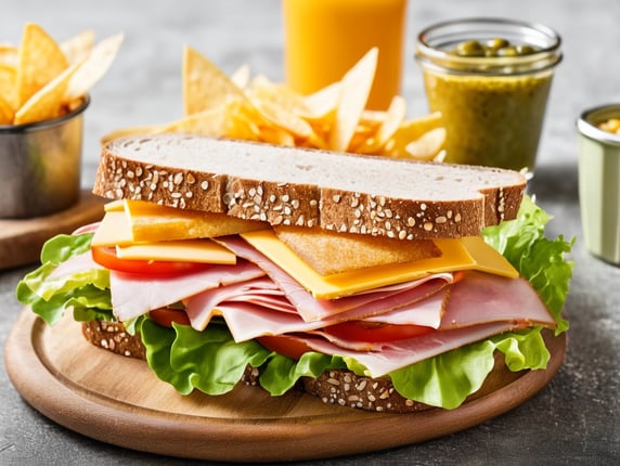 Premium Free ai Images | sandwich with ham cheese lettuce tomato and ...
