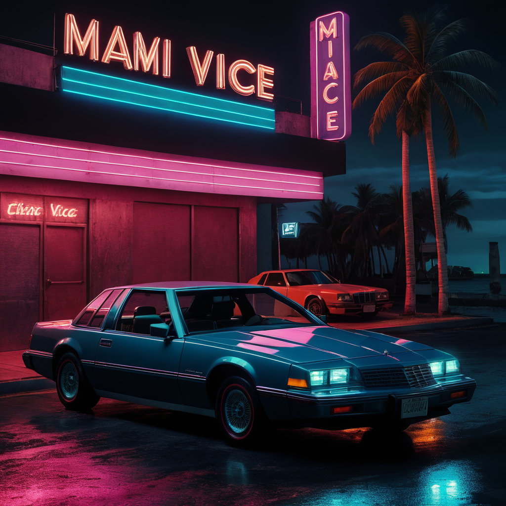 Premium Free ai Images | miami vice neon lights