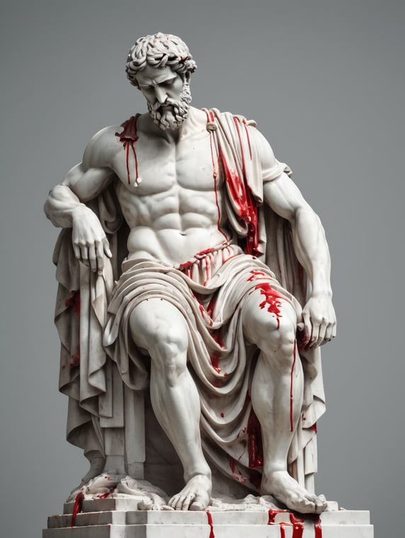 Premium Free ai Images | bleeding greek statue on gray background