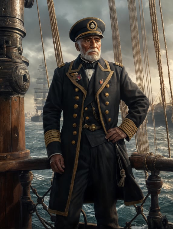 Premium Free ai Images | captain of ship man with years old