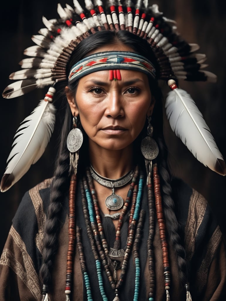 Premium Free ai Images | portrait old western native american daughter ...