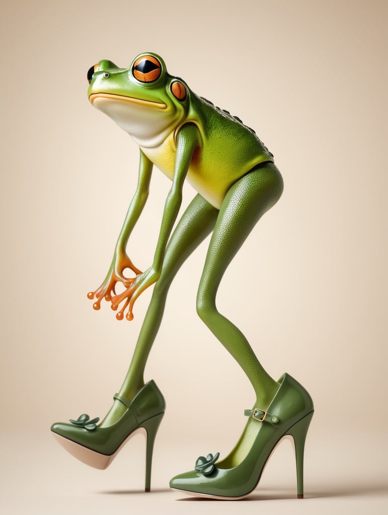 Premium Free ai Images | frog wearing in shoes on heels