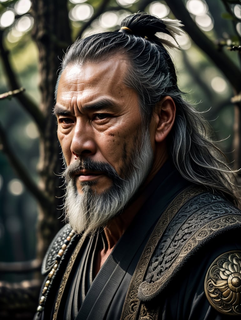 Premium Free ai Images | dark moody aesthetic wise old japanese samurai ...