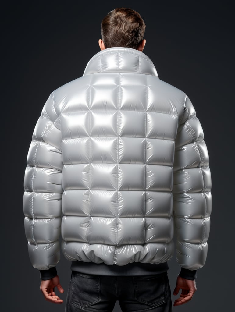Premium Free ai Images | inflatable white minimalist mans puffer jacket ...