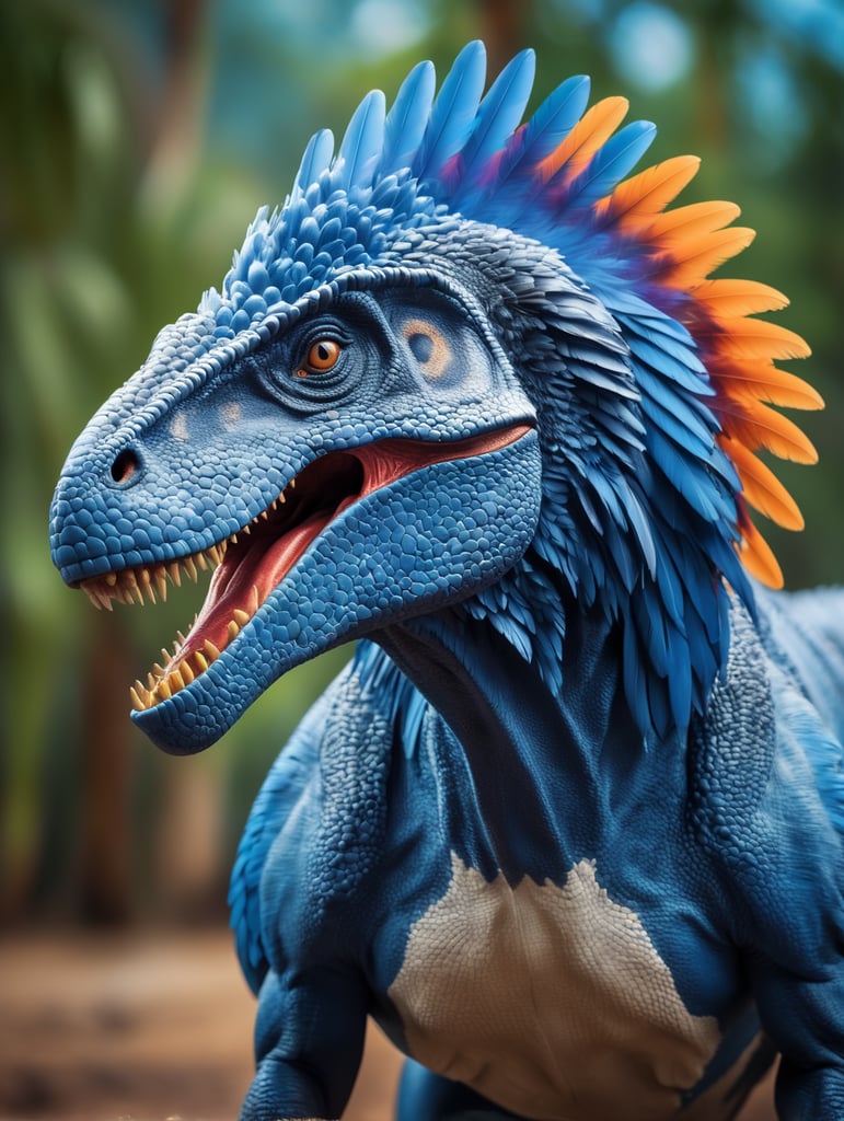Premium Free ai Images | blue feathered tyrannosaurus rex vibrant ...