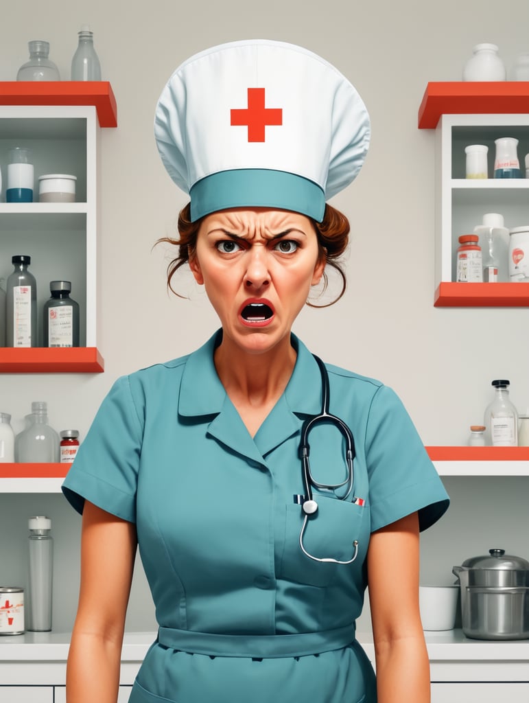 Premium Free ai Images | an angry nurse illustration flat style france ...