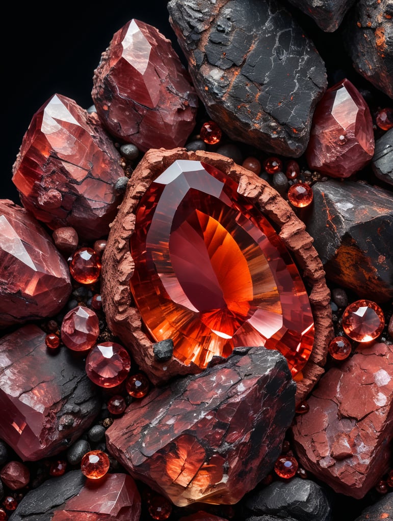 Premium Free ai Images | red rock crystal on dark background macro ...