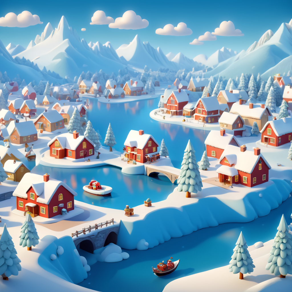 Lumenor AI Image Generation - big isometric winter christmas map vector pixar illustration