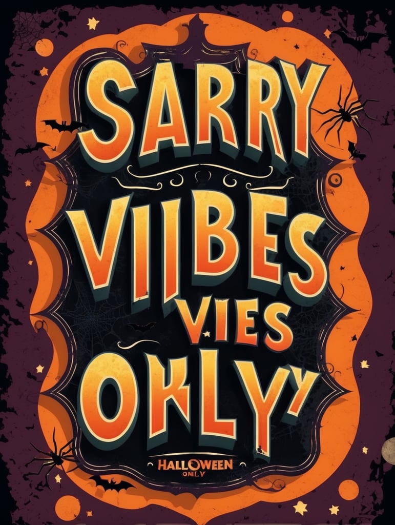 Premium Free ai Images | scary vibes only text effect retro halloween