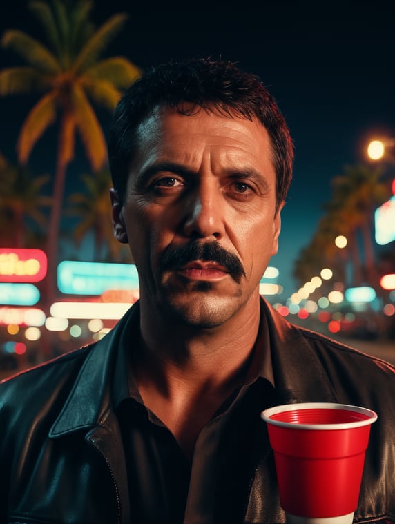 Premium Free ai Images | scarface cocaine on mustache red plastic cup ...