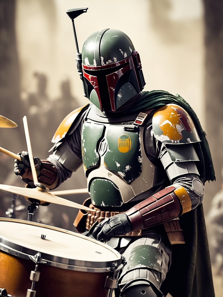 Premium Free ai Images | boba fett playing drums