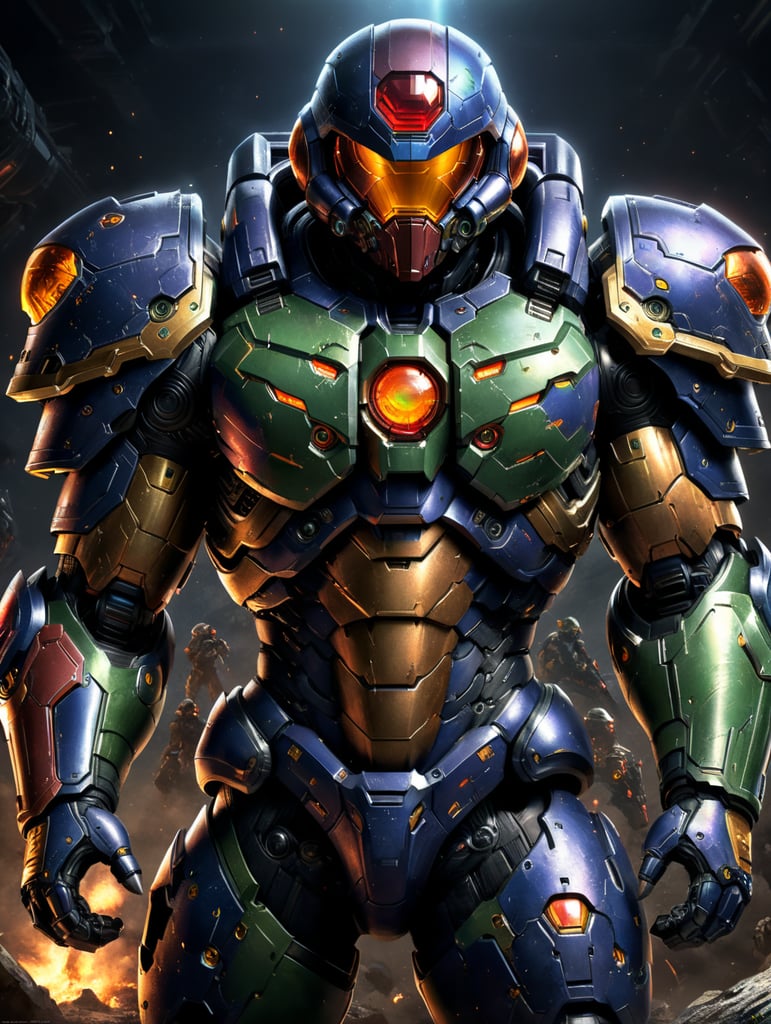 Premium Free ai Images | chozo battle suit from metroid mixed with ...