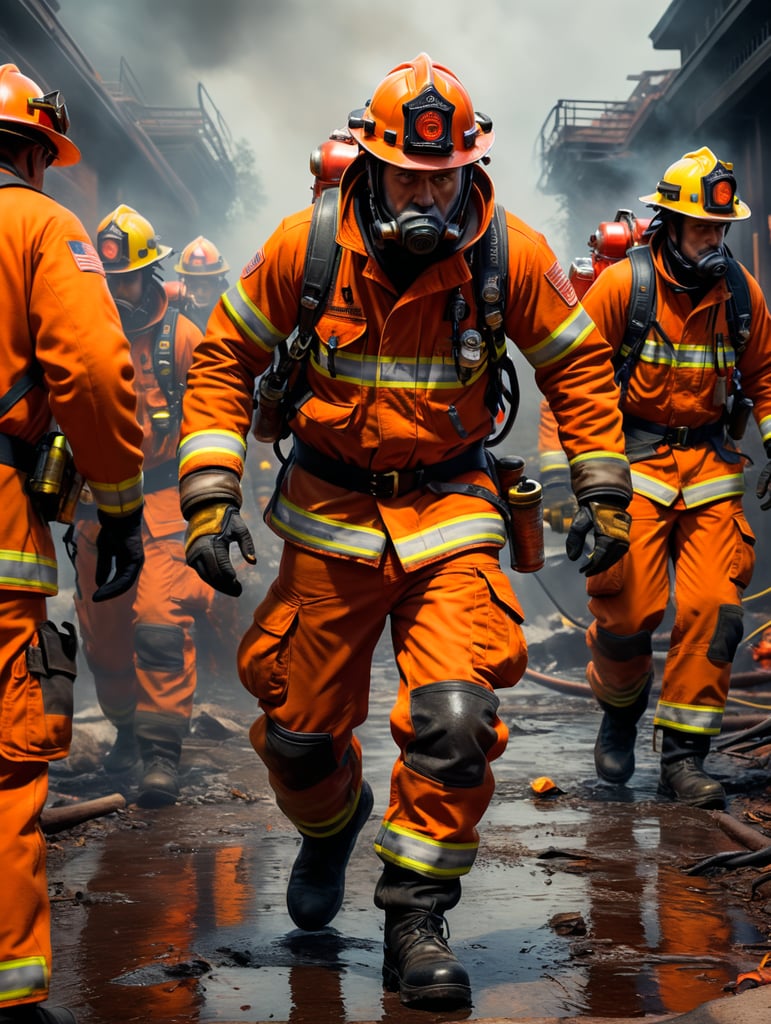 Premium Free ai Images | firefighter orange clothes